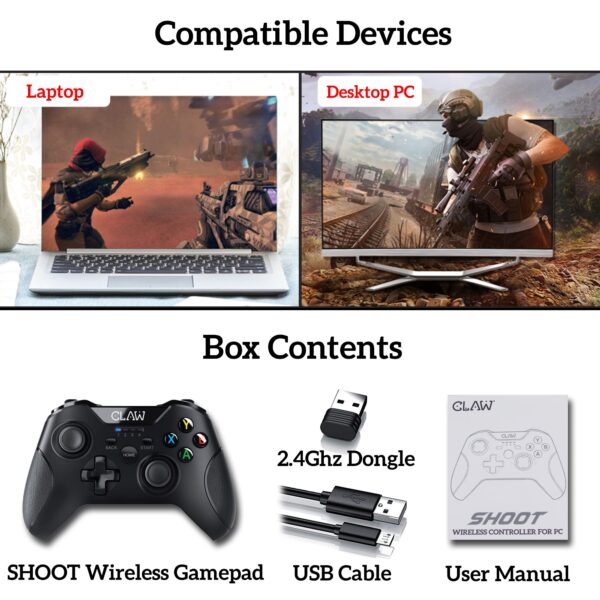 Buy CLAW Shoot Wireless 2.4Ghz USB Gamepad Controller for PC